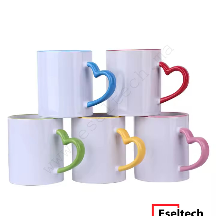 Mug sublimation Poignée cœur et intérieur Blue Marine cercle - Eseltech ...